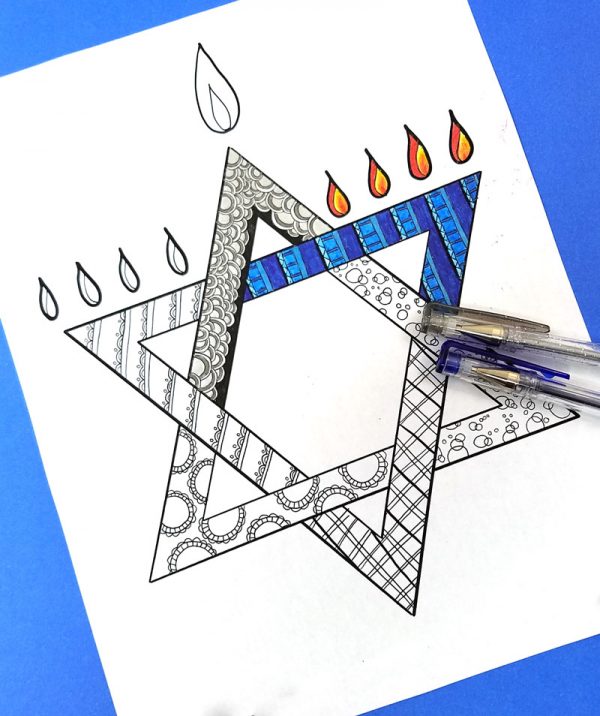 Chanukah Coloring Page for Adults - Jewish Moms & Crafters