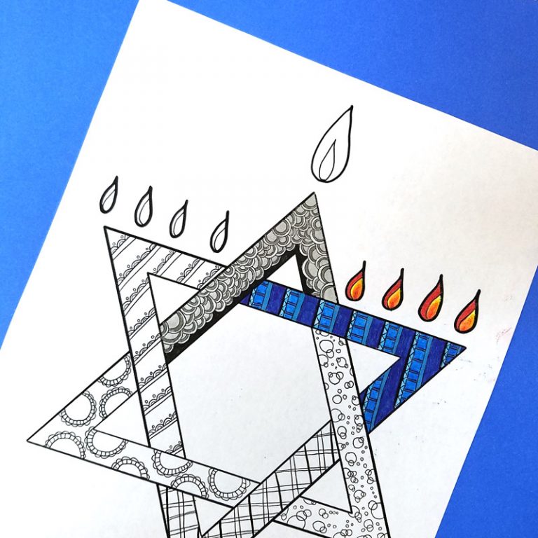 Chanukah Coloring Page for Adults - Jewish Moms & Crafters