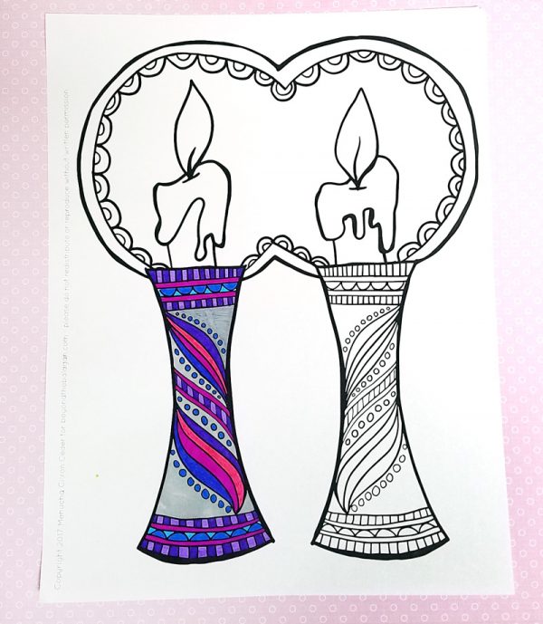 Shabbat Coloring Page for Adults - Jewish Moms & Crafters