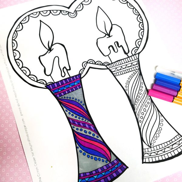 Shabbat Coloring Page for Adults - Jewish Moms & Crafters