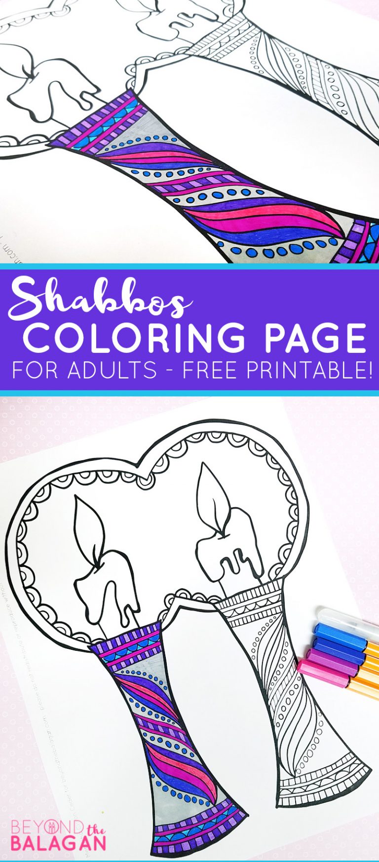 Shabbat Coloring Page for Adults - Jewish Moms & Crafters