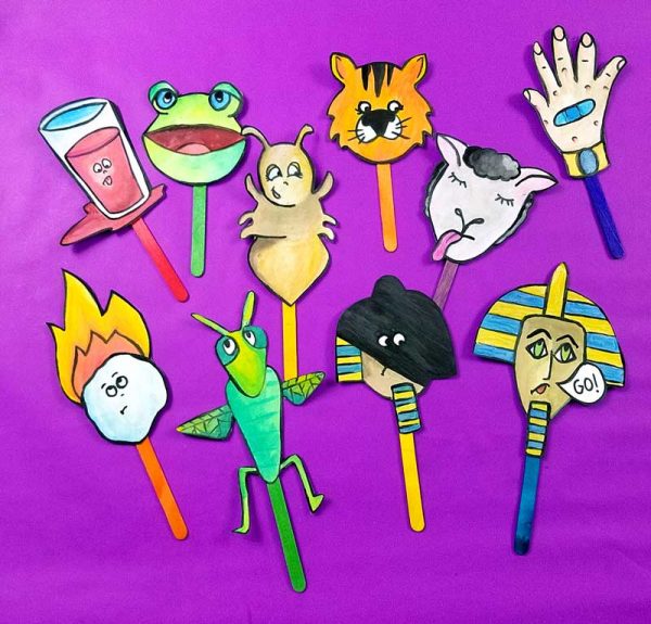 Pesach Puppets - Makkos Color-in Craft and Coloring Page