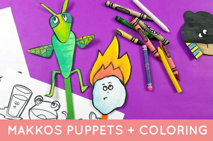 Pesach Puppets - Makkos Color-in Craft and Coloring Page