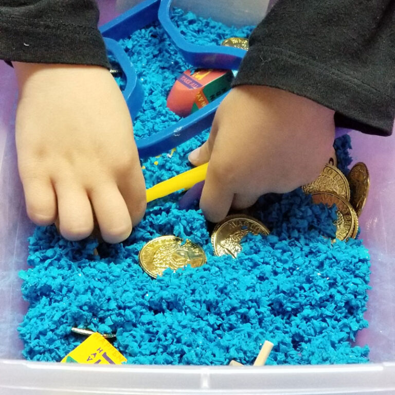Preschool Activities for Hanukkah - Sensory bin - Jewish Moms & Crafters