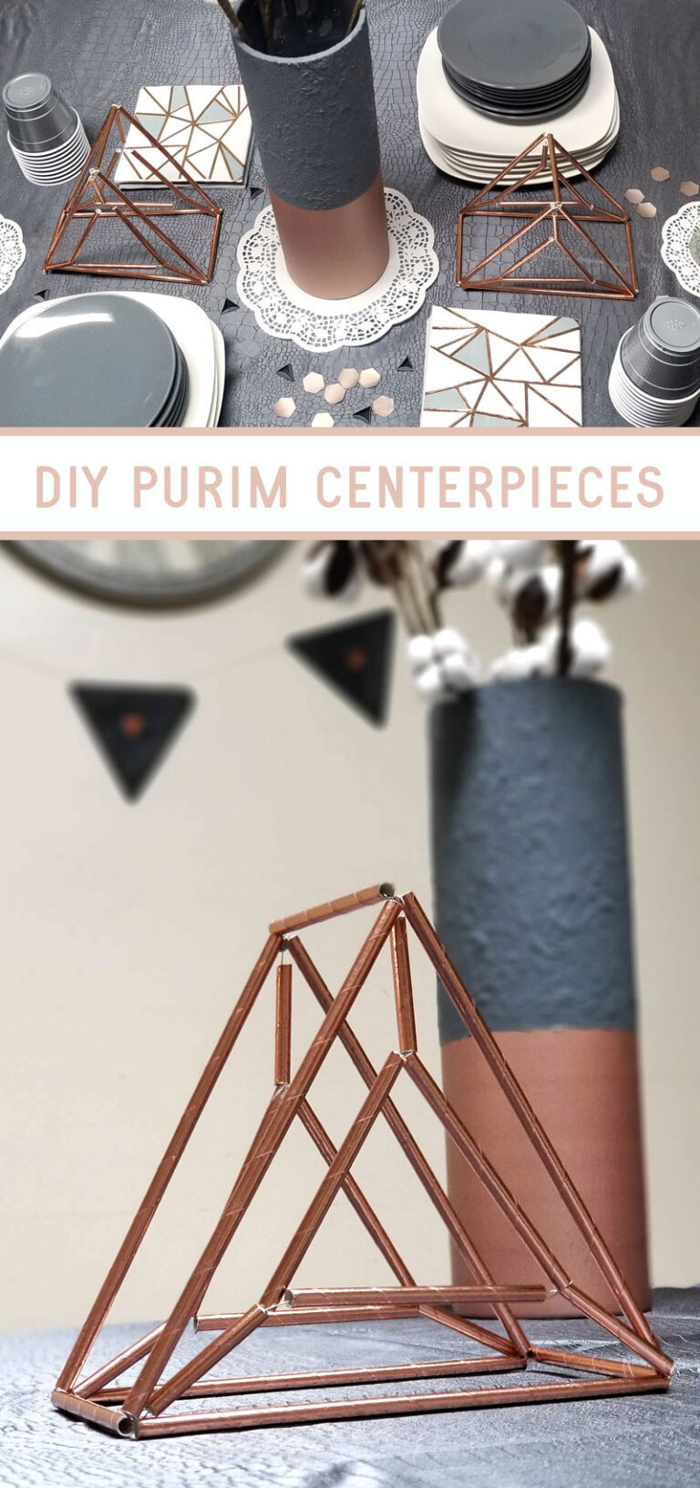 Purim Centerpieces - Himmeli Hamantaschen - Jewish Moms & Crafters