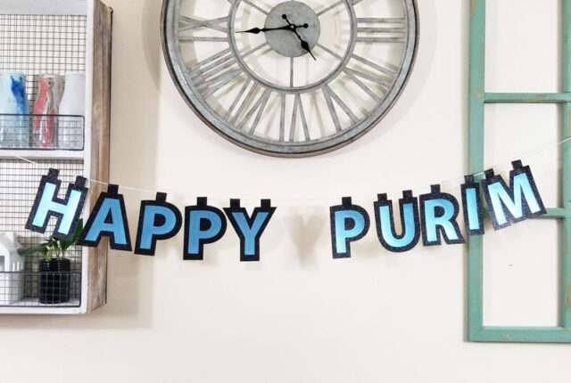 Happy Purim Banner - Free Template and Cut File