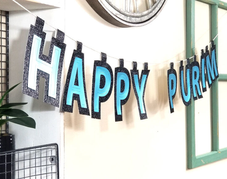 Happy Purim Banner - Free Template and Cut File