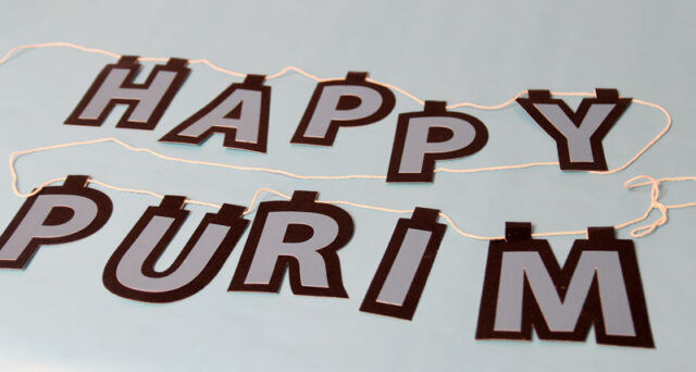 Happy Purim Banner - Free Template and Cut File