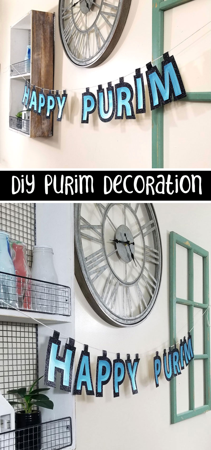 Happy Purim Banner - Free Template and Cut File