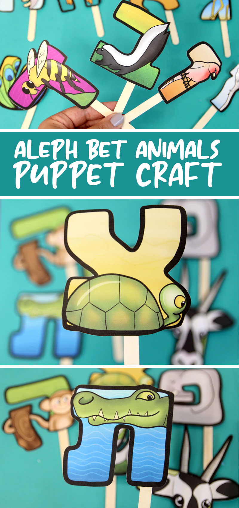 Aleph Bet Animal Puppets - Printable Craft for Kids