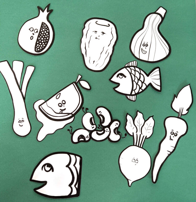 Printable Simanim Puppets - Rosh Hashanah Craft for Kids - Jewish Moms ...