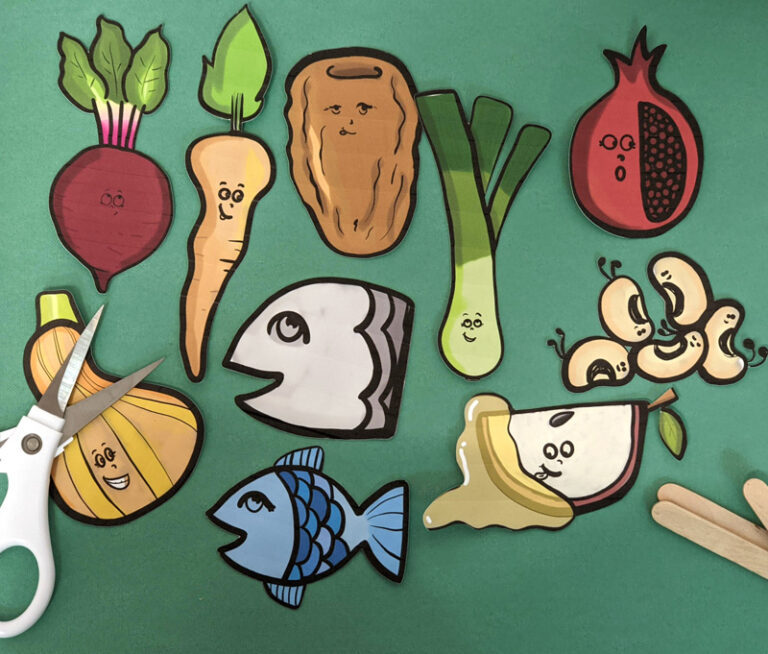 Printable Simanim Puppets - Rosh Hashanah Craft for Kids - Jewish Moms ...