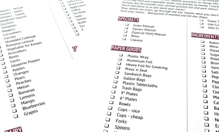 Master Shopping List for Passover - Jewish Moms & Crafters