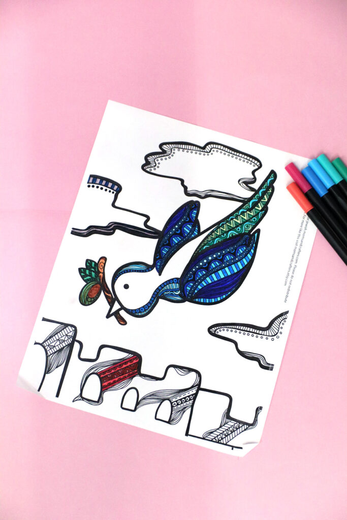 Israel Coloring Page - Dove of Peace - Jewish Moms & Crafters