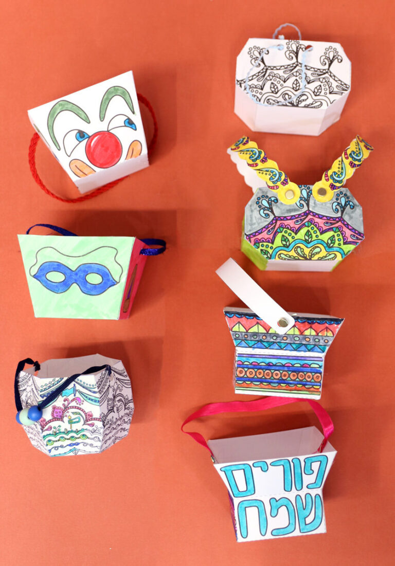 Color & Craft Mishloach Manot Baskets for Purim - Jewish Moms & Crafters