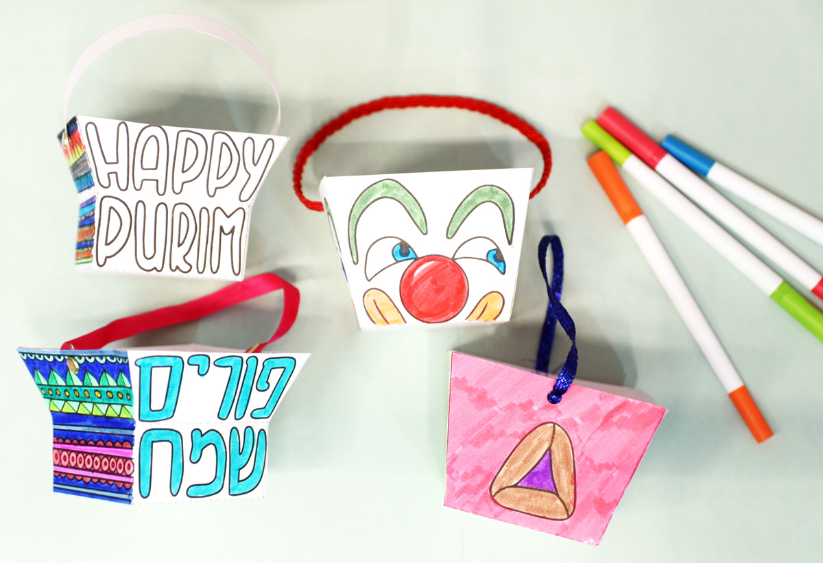 Color & Craft Mishloach Manot Baskets for Purim - Jewish Moms & Crafters