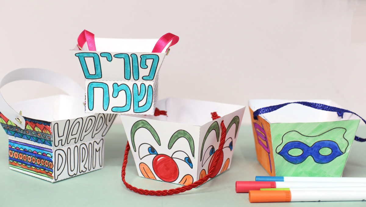 Color & Craft Mishloach Manot Baskets for Purim - Jewish Moms & Crafters