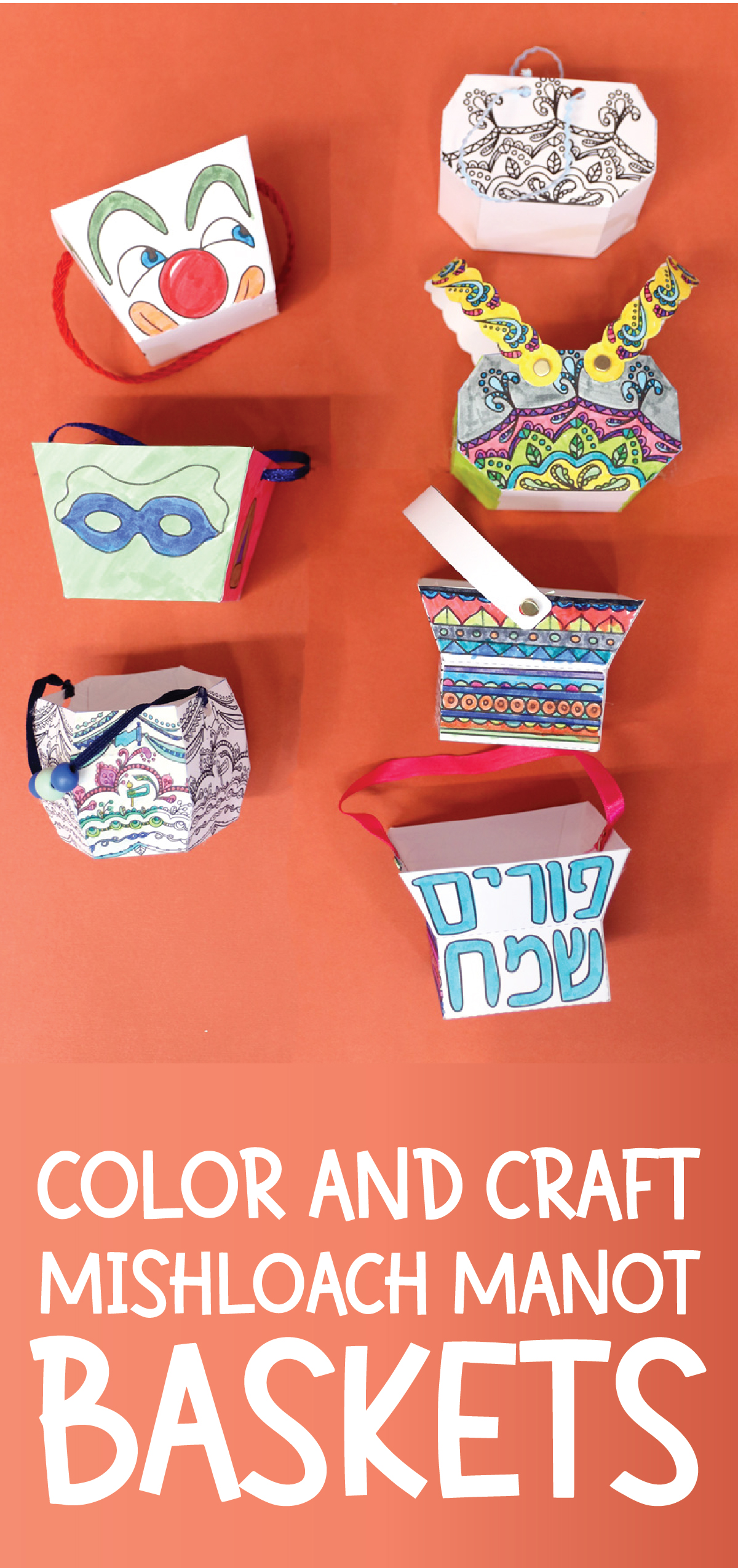 Color & Craft Mishloach Manot Baskets for Purim - Jewish Moms & Crafters