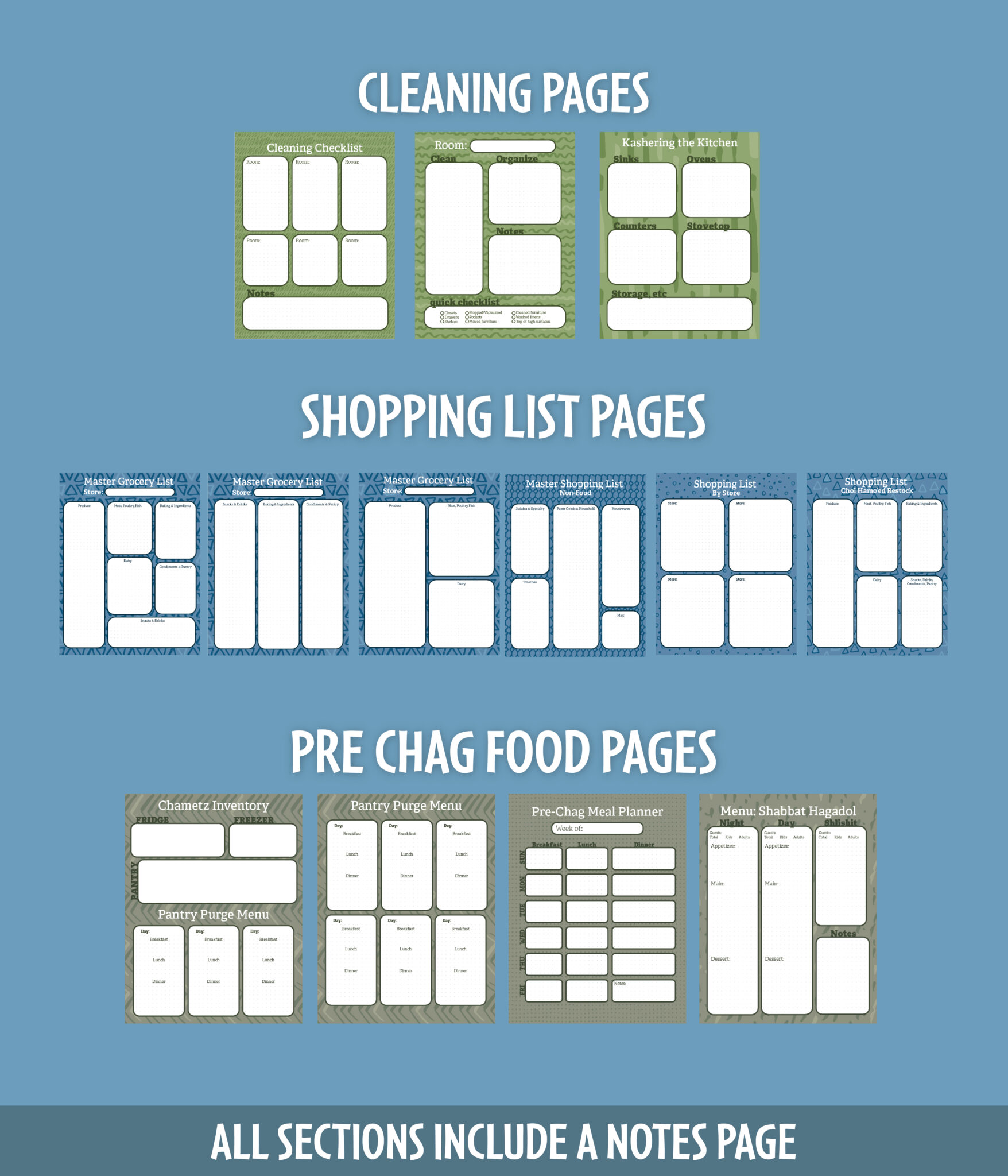 Pesach Planned - Printable Passover Planner - Jewish Moms & Crafters