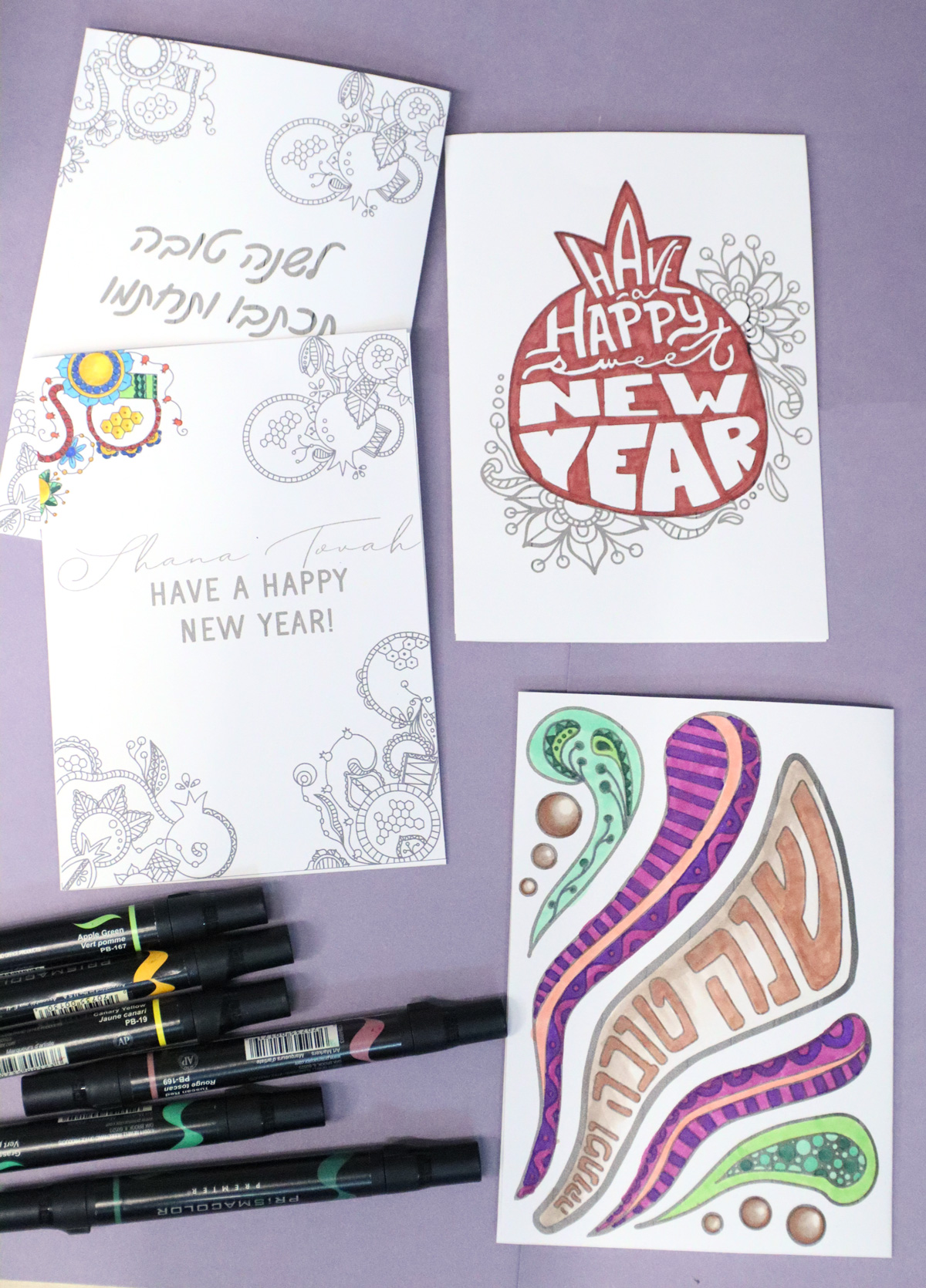 Color-in Rosh Hashanah Cards - Jewish Moms & Crafters