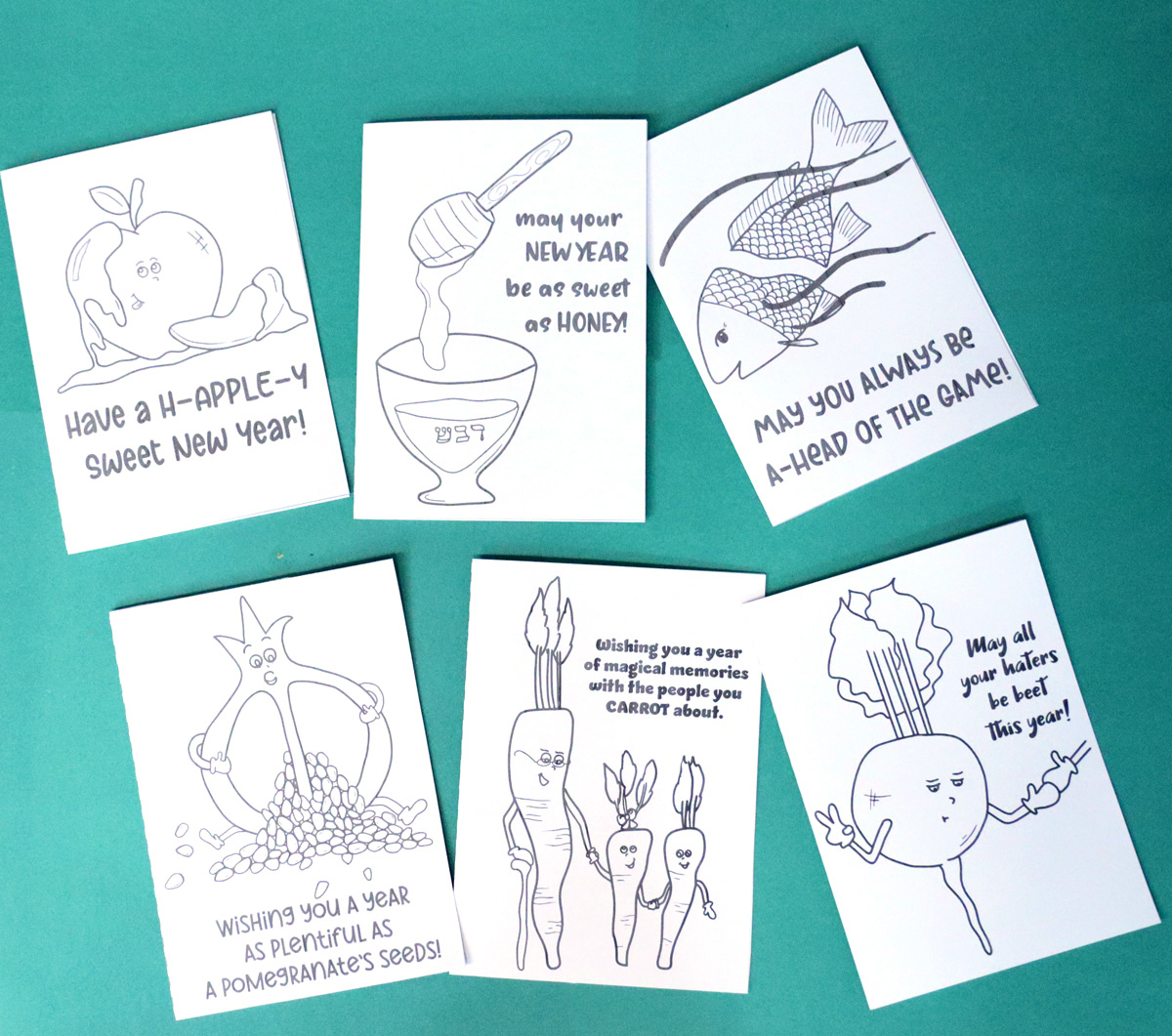 Color-in Rosh Hashanah Cards - Jewish Moms & Crafters