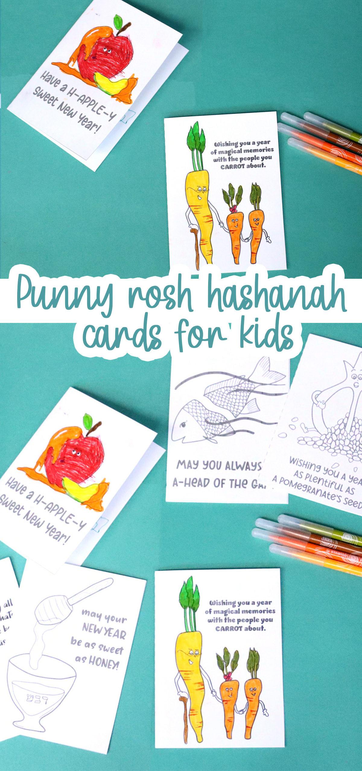 Color-in Rosh Hashanah Cards - Jewish Moms & Crafters