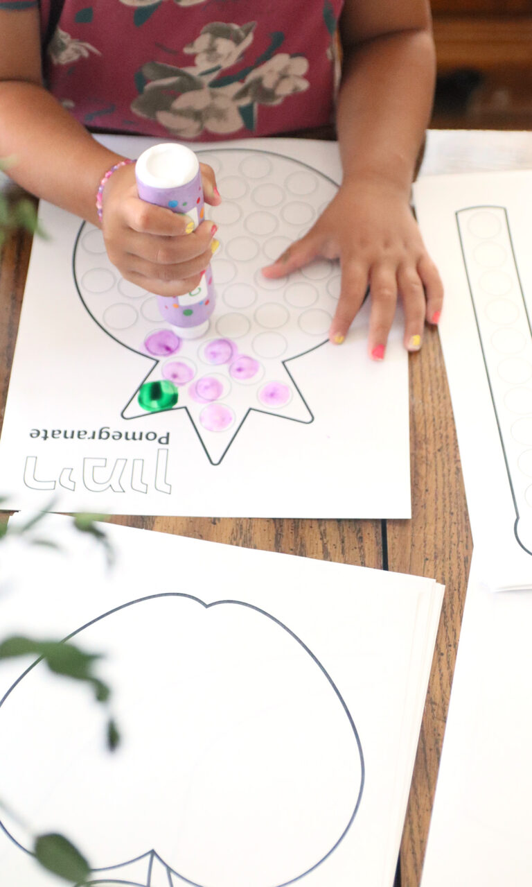 Rosh Hashanah, Yom Kippur and Sukkot Coloring Pages & Dot Art