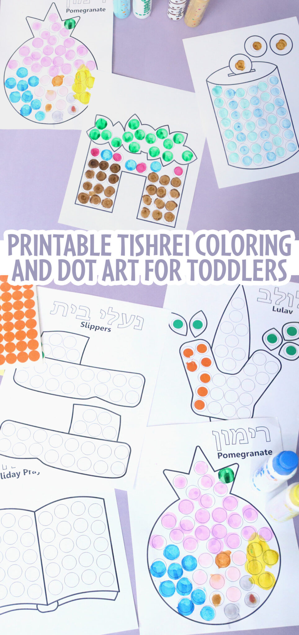 Rosh Hashanah, Yom Kippur and Sukkot Coloring Pages & Dot Art