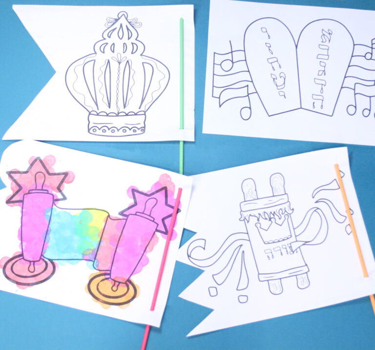 Simchat Torah Flags to Color & Craft - Jewish Moms & Crafters