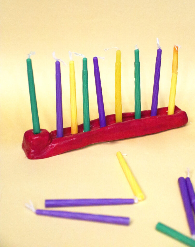 DIY Air Dry Clay Menorah (Flame Tested) - Jewish Moms & Crafters