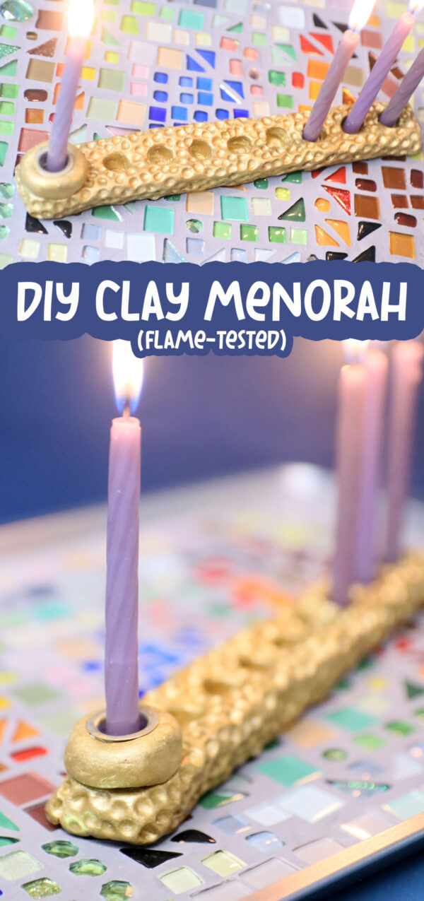 DIY Air Dry Clay Menorah (Flame Tested) - Jewish Moms & Crafters