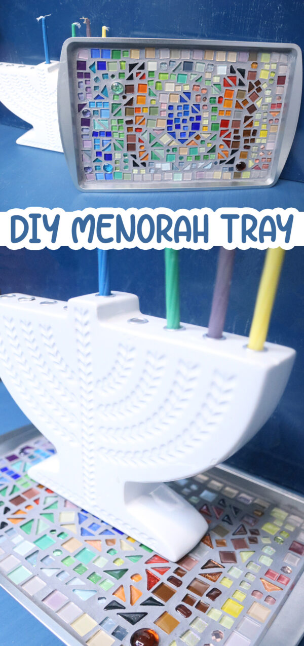 Mosaic menorah tray - Jewish Moms & Crafters