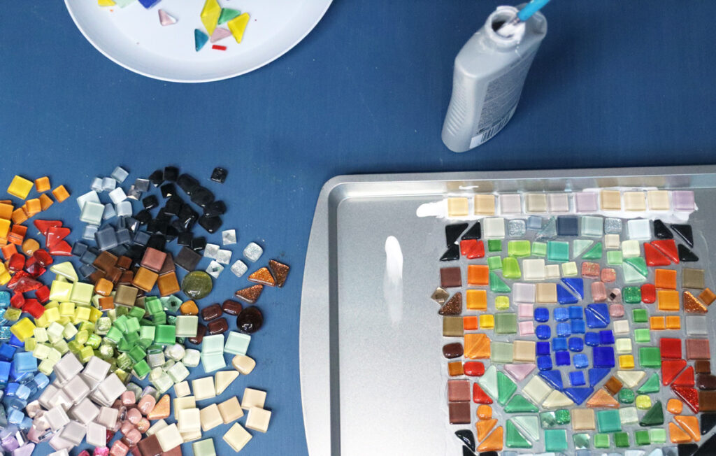 Mosaic menorah tray - Jewish Moms & Crafters