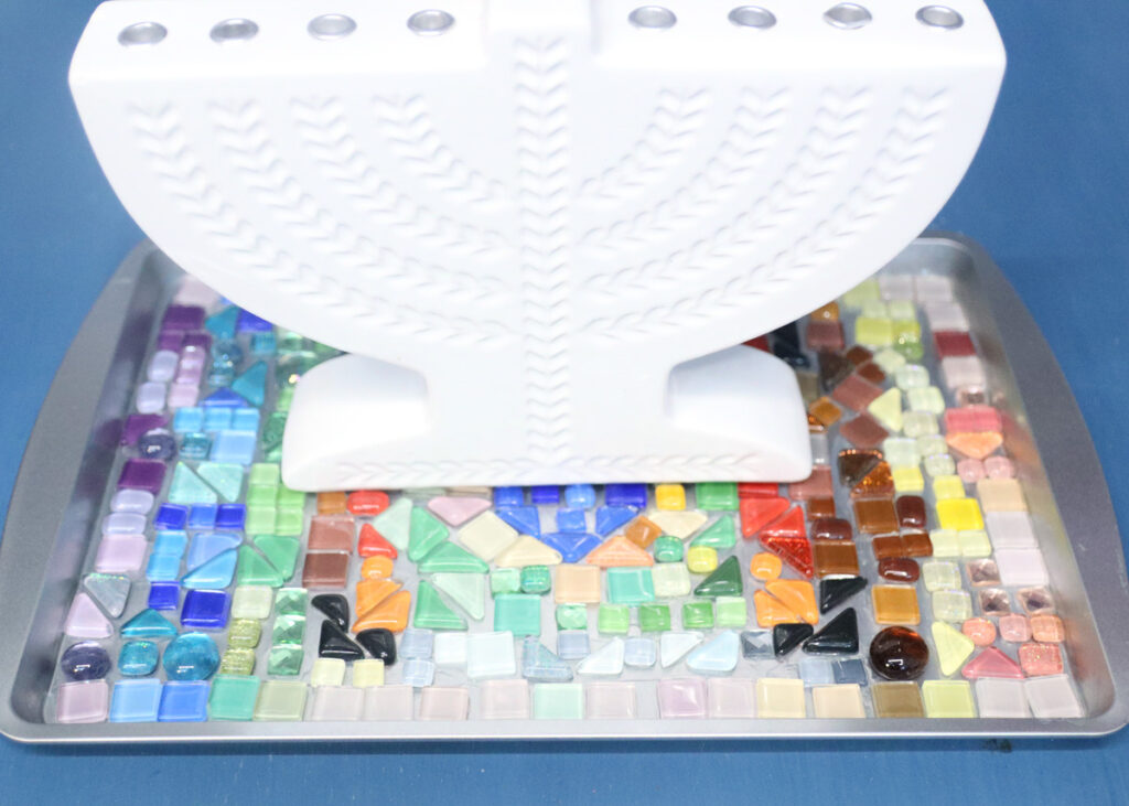 Mosaic menorah tray - Jewish Moms & Crafters