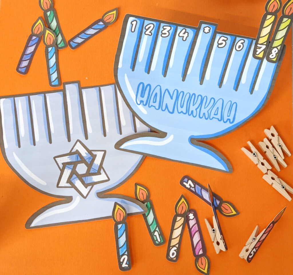 Clothespin Menorah Coloring Craft & Template - Jewish Moms & Crafters