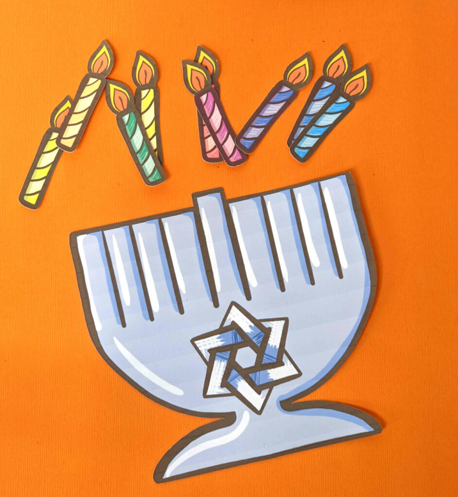 Clothespin Menorah Coloring Craft & Template - Jewish Moms & Crafters
