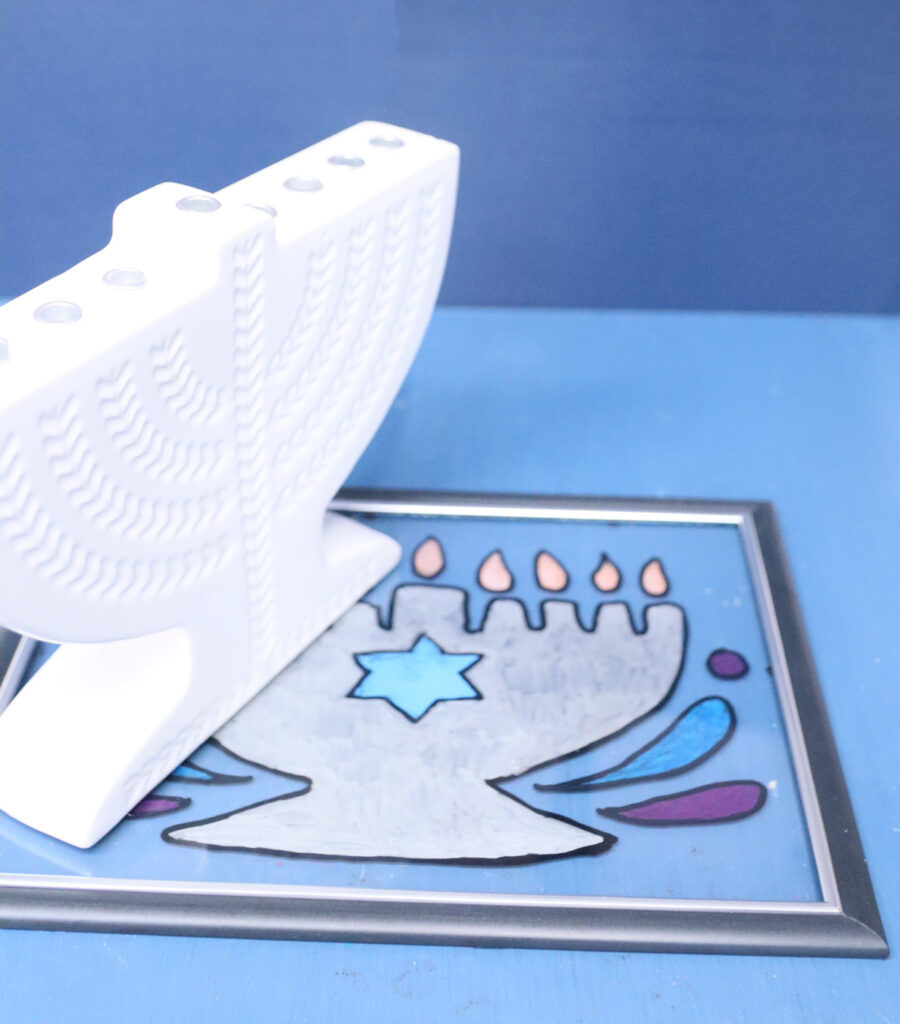 Stained Glass Menorah Tray (free templates) - Jewish Moms & Crafters