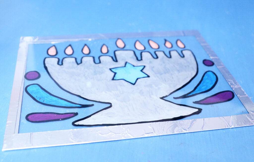 Stained Glass Menorah Tray (free templates) - Jewish Moms & Crafters