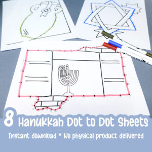 Hanukkah Dot to Dot Printable Worksheets for Kids - Jewish Moms & Crafters