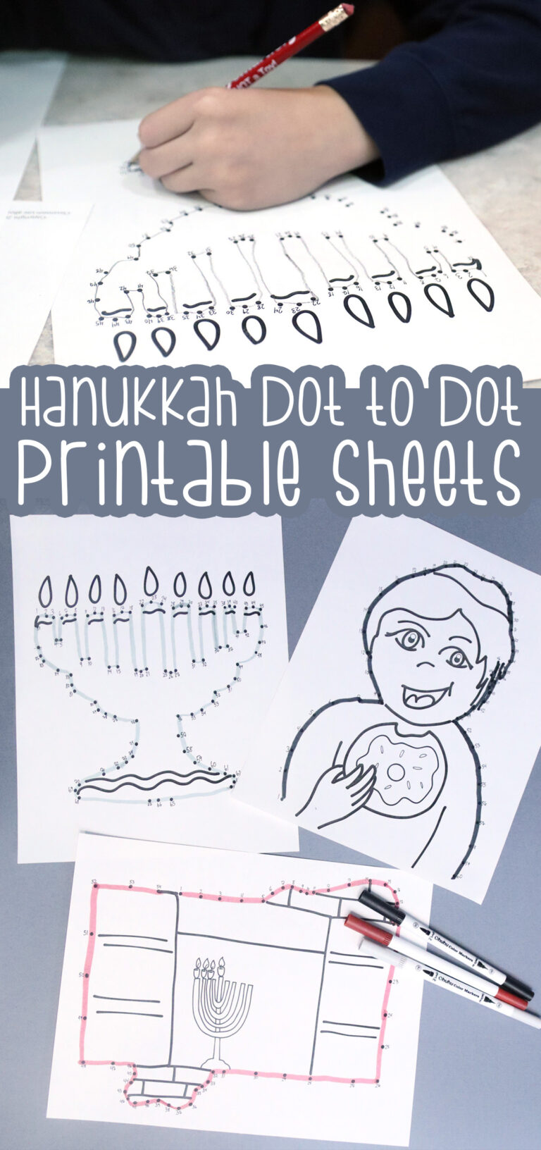Hanukkah Dot to Dot Printable Worksheets for Kids - Jewish Moms & Crafters