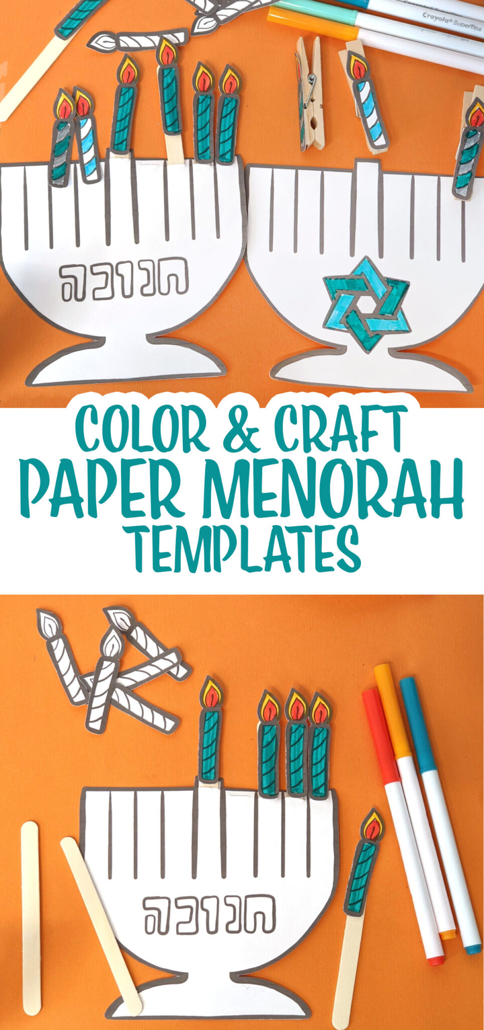 Clothespin Menorah Coloring Craft & Template - Jewish Moms & Crafters