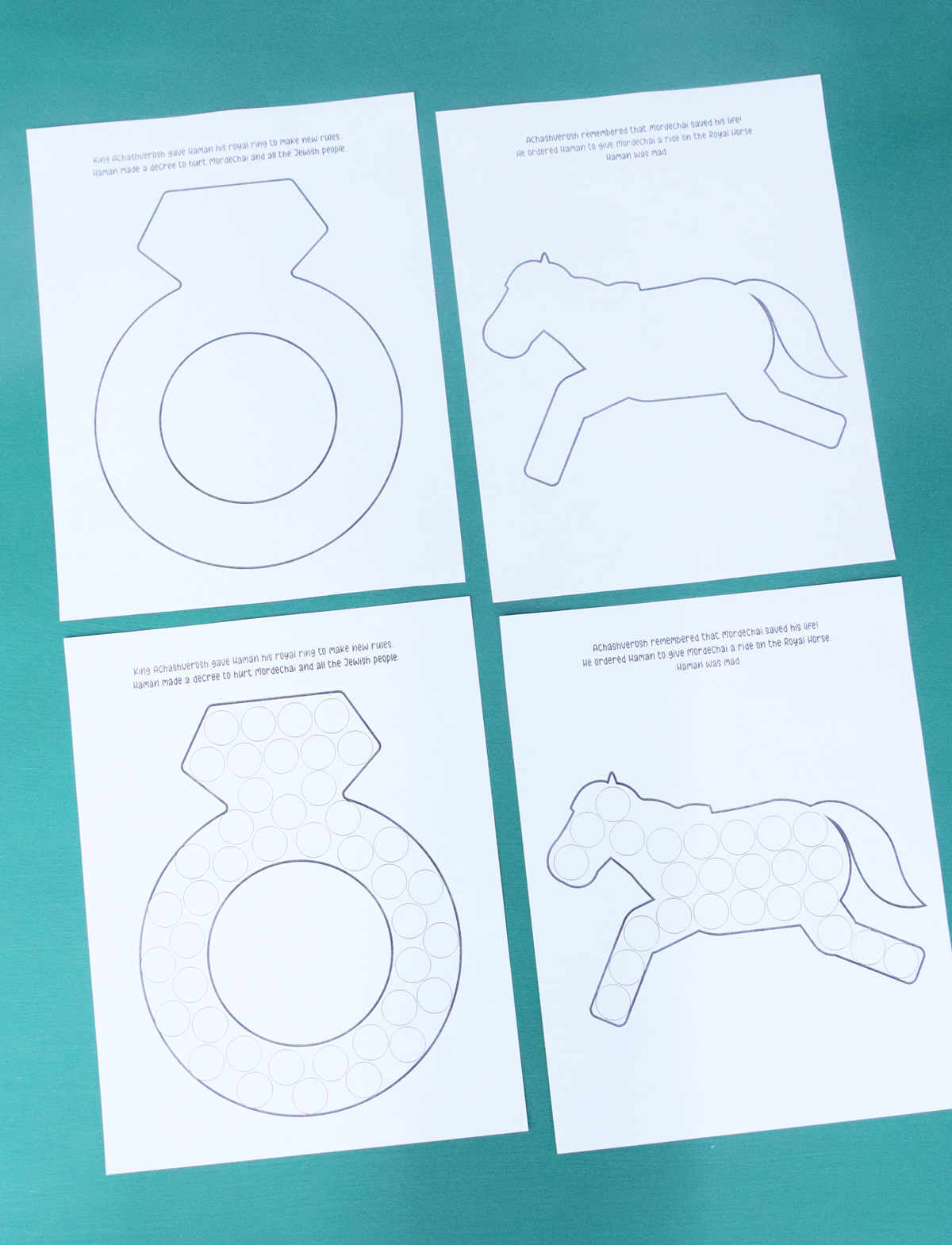 Preschool Megillah Activity - Do a Dot Art - Jewish Moms & Crafters