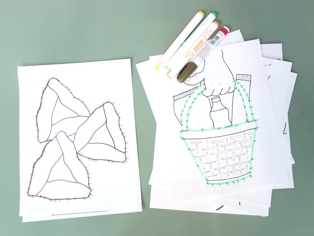 Purim Dot to Dot Printable Worksheets for Kids - Jewish Moms & Crafters