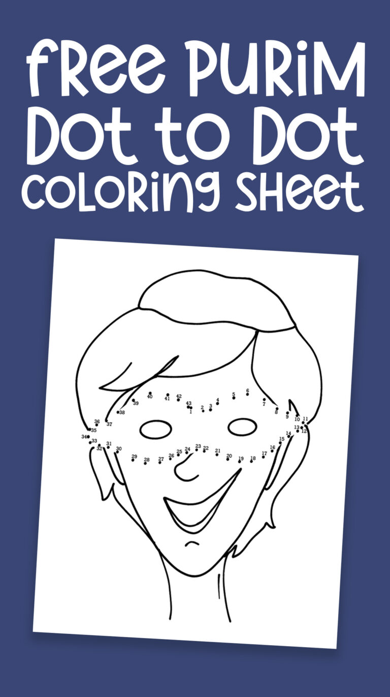 Purim Dot to Dot Printable Worksheets for Kids - Jewish Moms & Crafters