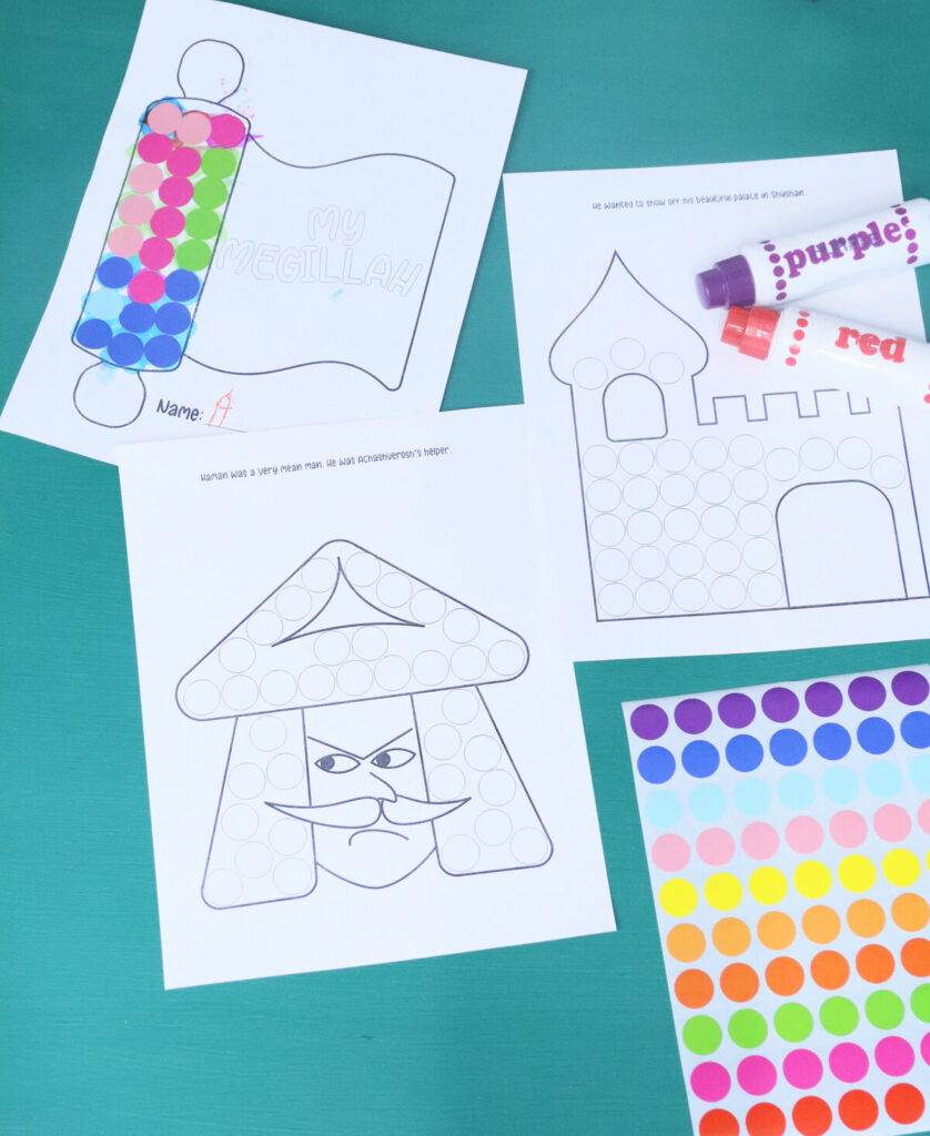 Preschool Megillah Activity - Do a Dot Art - Jewish Moms & Crafters