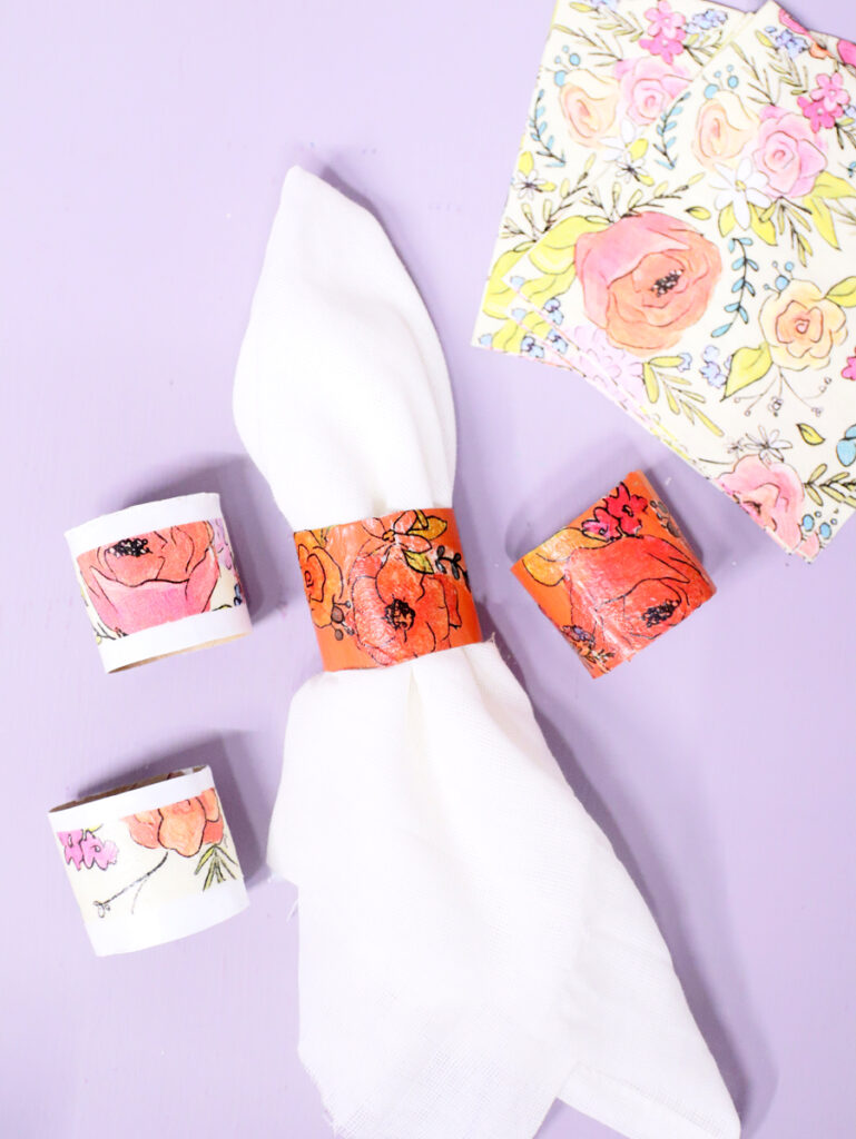 Toilet Paper Roll Napkin Rings - Floral Napkin Decoupage