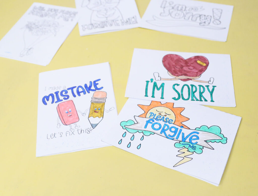 I'm Sorry Cards for Kids to Color & Craft - Jewish Moms & Crafters