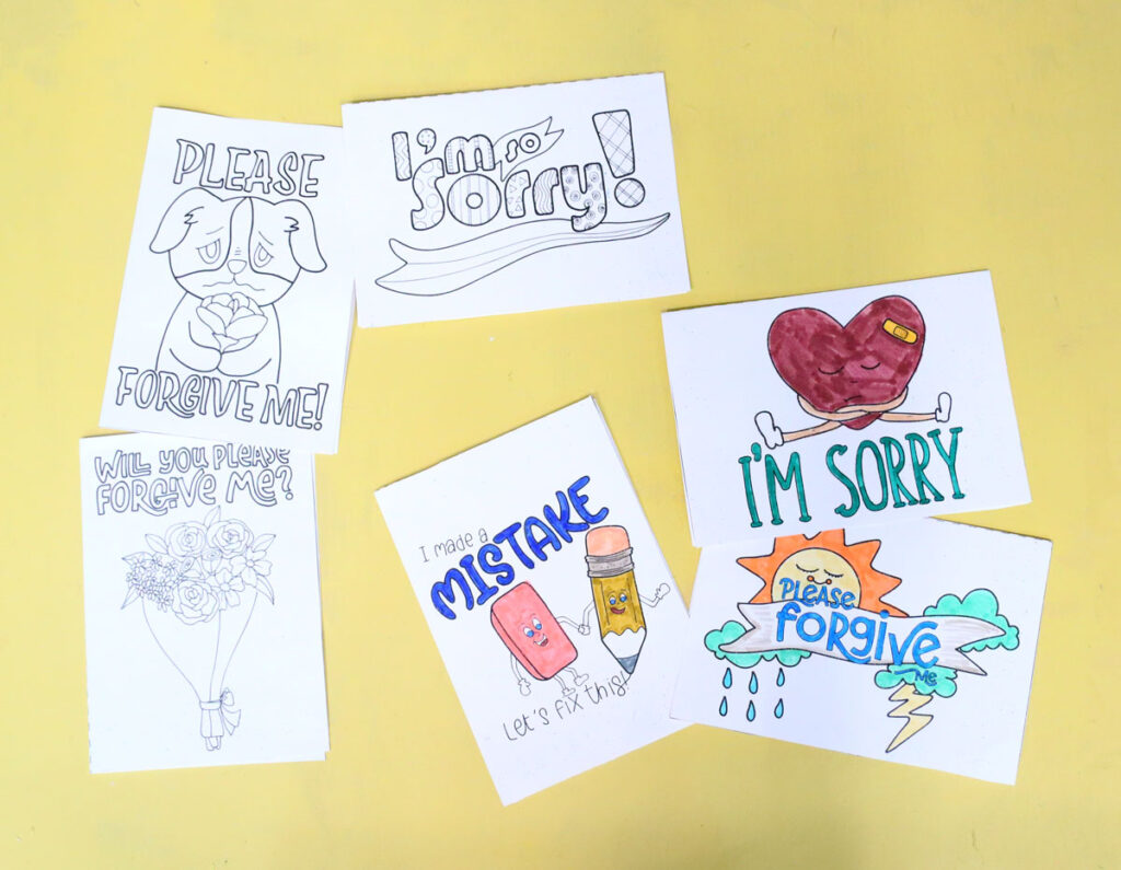 I'm Sorry Cards for Kids to Color & Craft - Jewish Moms & Crafters