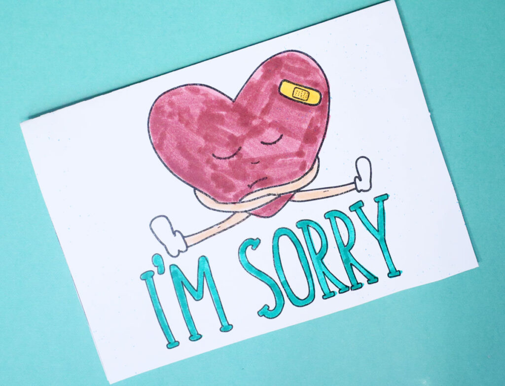 I'm Sorry Cards for Kids to Color & Craft - Jewish Moms & Crafters