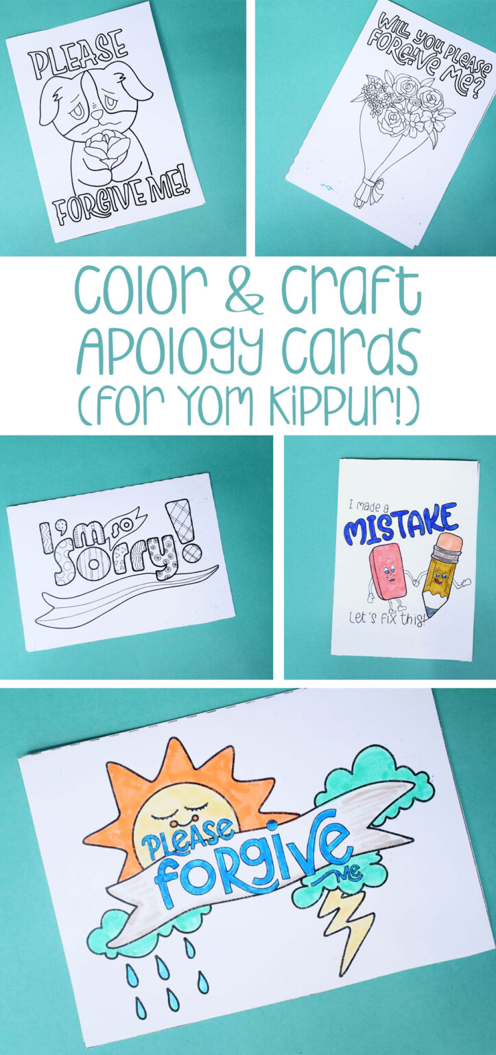 I'm Sorry Cards for Kids to Color & Craft - Jewish Moms & Crafters
